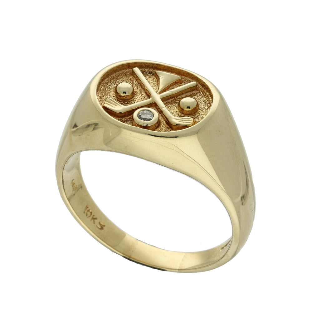 Pre-owned Men's 9ct Yellow Gold Sport Golf Signet Ring Brighton – GoldArts