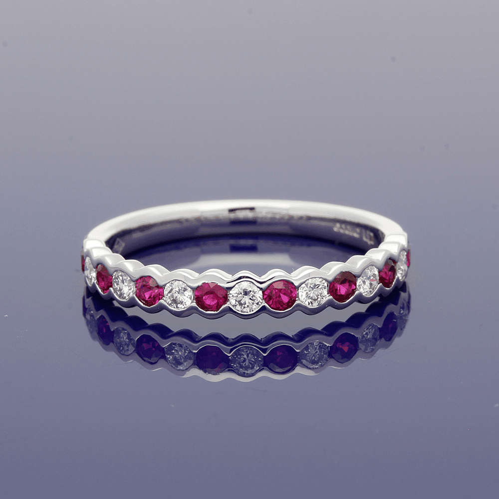 18ct White Gold Ruby & Diamond Eternity Ring – GoldArts