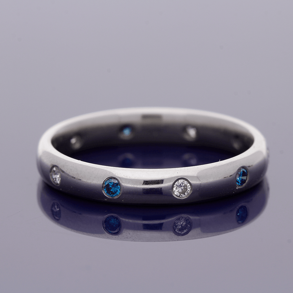 18ct White Gold Sapphire & Diamond Roman Set Eternity Ring – GoldArts