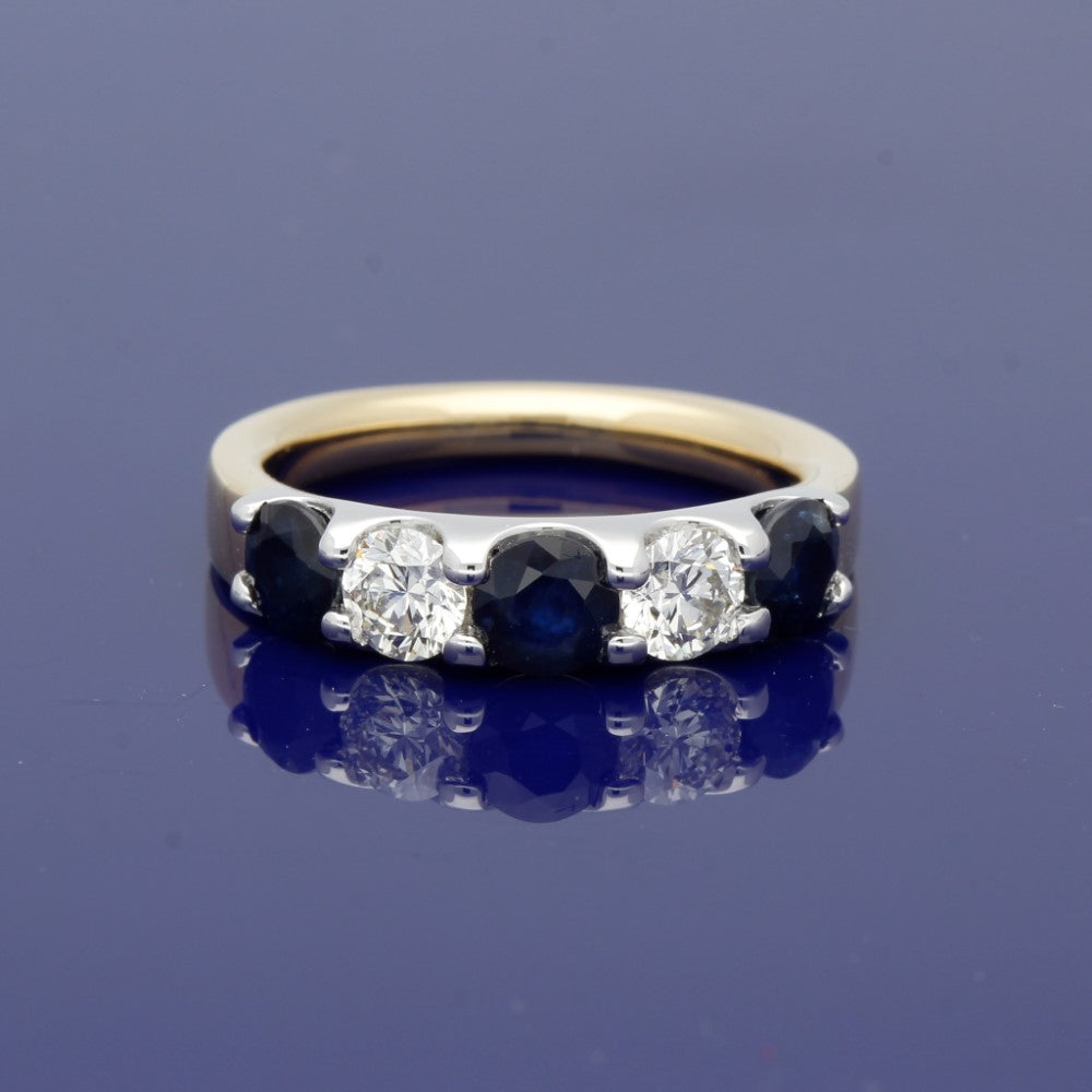 18ct Yellow Gold Sapphire Diamond 5mm Wide Half Eternity Ring Brighton ...